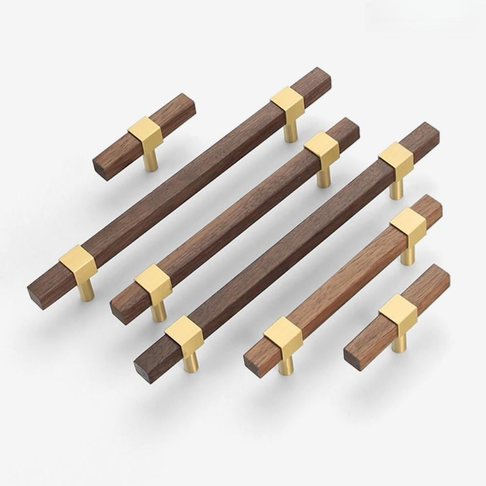 Goldenwarm Drawer Pulls Black Walnut Square Cabinet Handles Beech Wood Cabinet Pulls