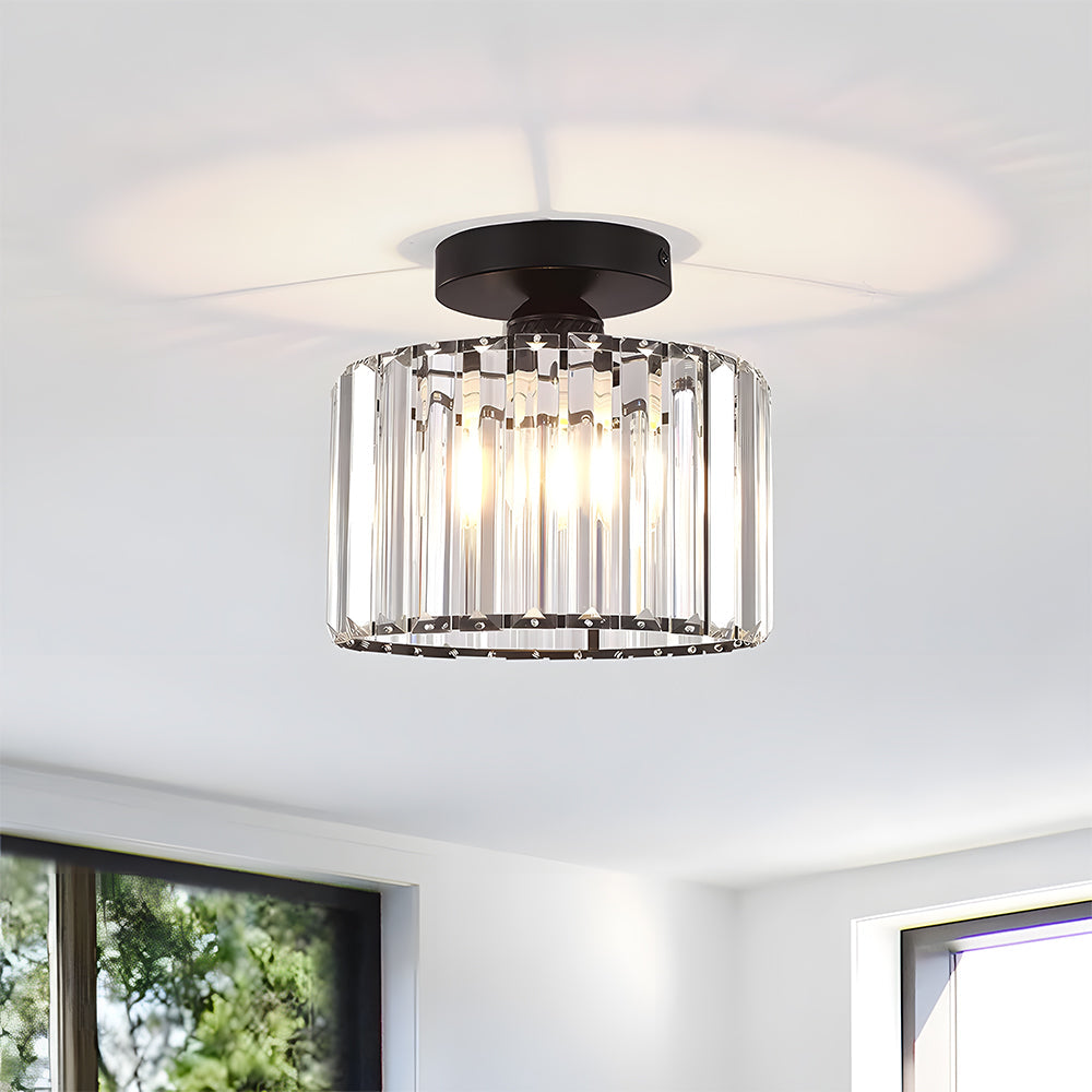 Crystal Round Flush Living Room Ceiling Light | Goldenwarm UK