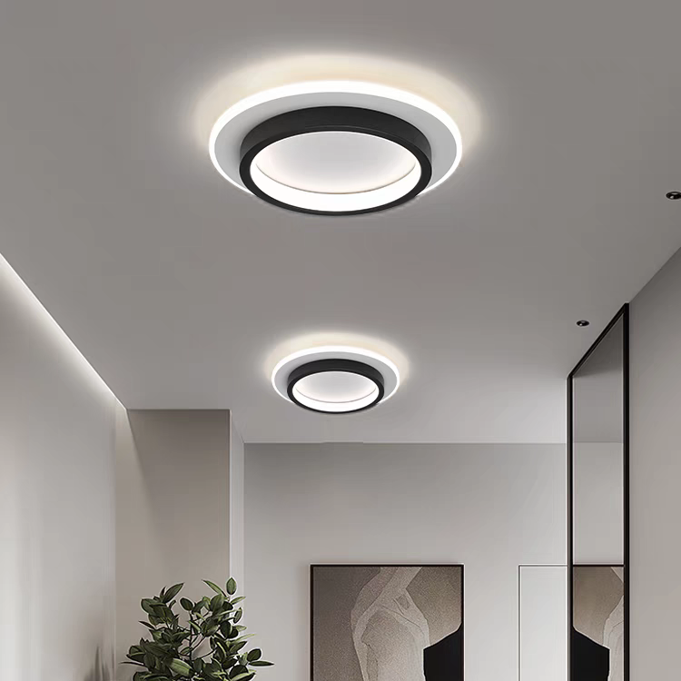 Bedroom Art Deco Round Metal LED Hallway Ceiling Light | GoldenwarmUK