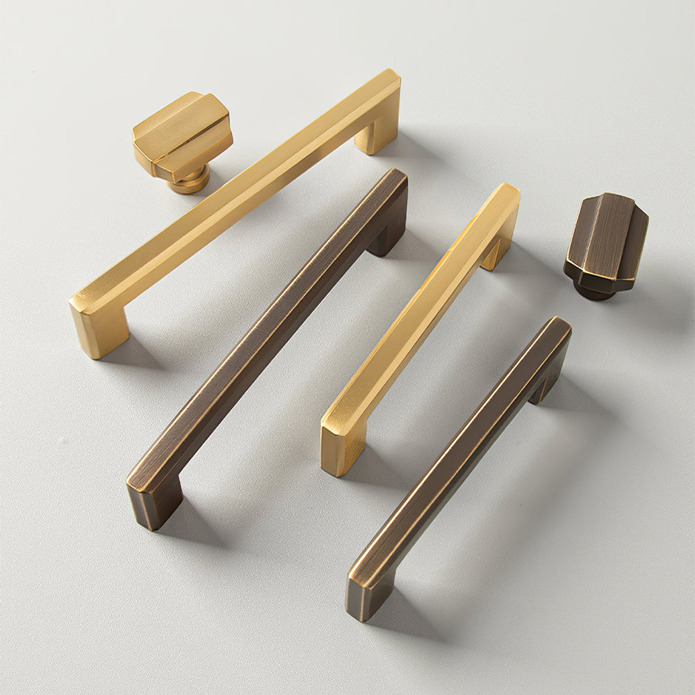 Simple Brass Kitchen Cupboard Cabinet Handles And Knobs | GoldenwarmUK