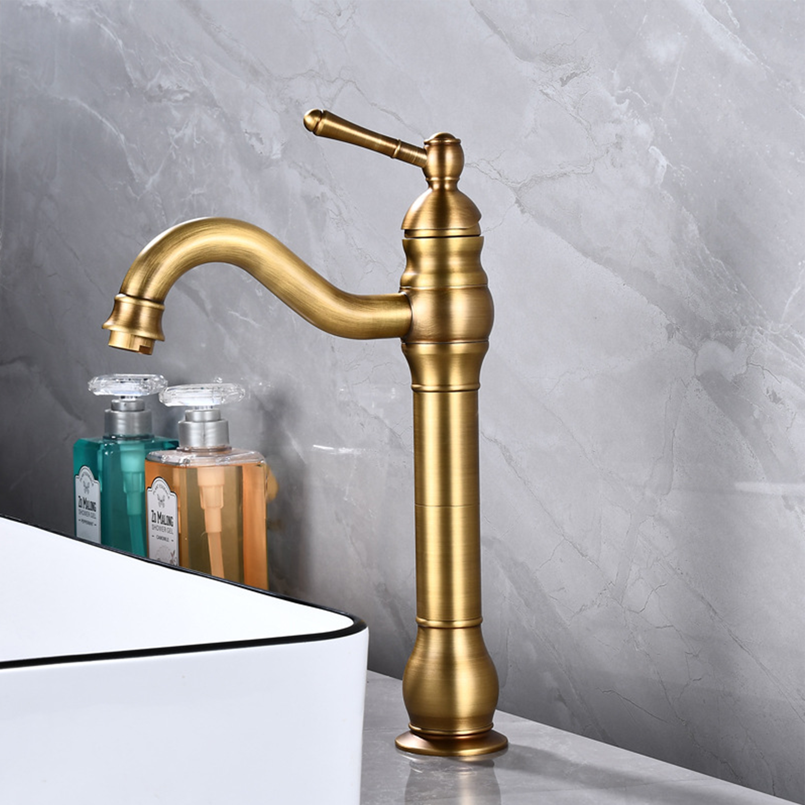 GoldenwarmUK Bathroom Taps Traditional Deck Mounted Faucets Cold and Hot