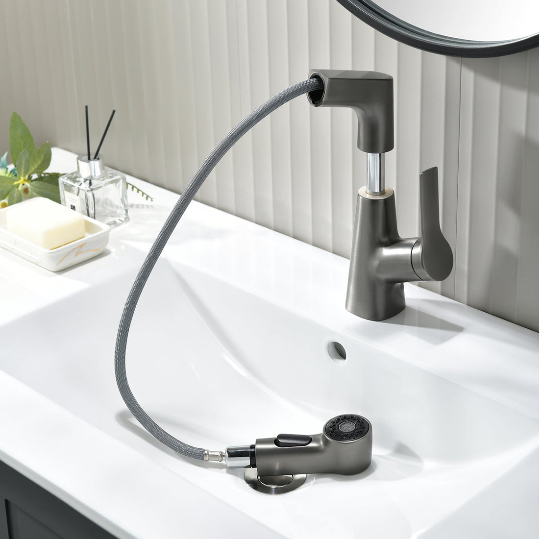 GoldenwarmUK Bathroom Taps Modern Liftable Pull Out Sink Tap
