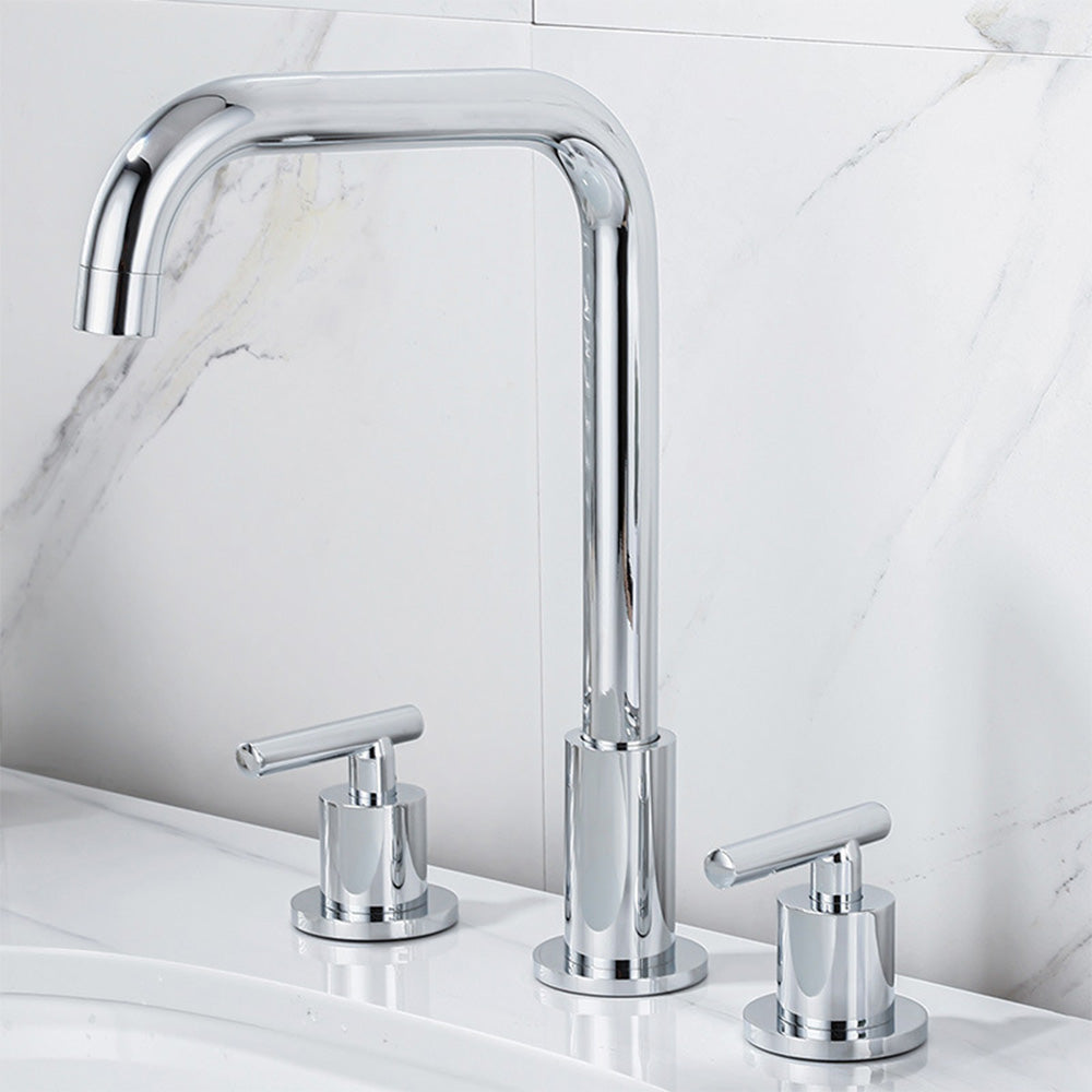 GoldenwarmUK Deck Mounted Brass Bath Basin Taps Waterfall 3 Hole