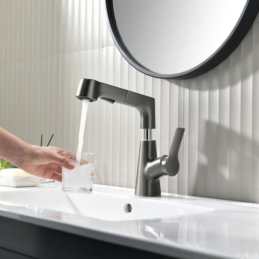 GoldenwarmUK Bathroom Taps Modern Liftable Pull Out Sink Tap