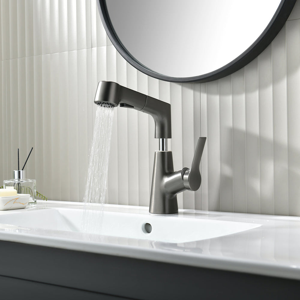 GoldenwarmUK Bathroom Taps Modern Liftable Pull Out Sink Tap