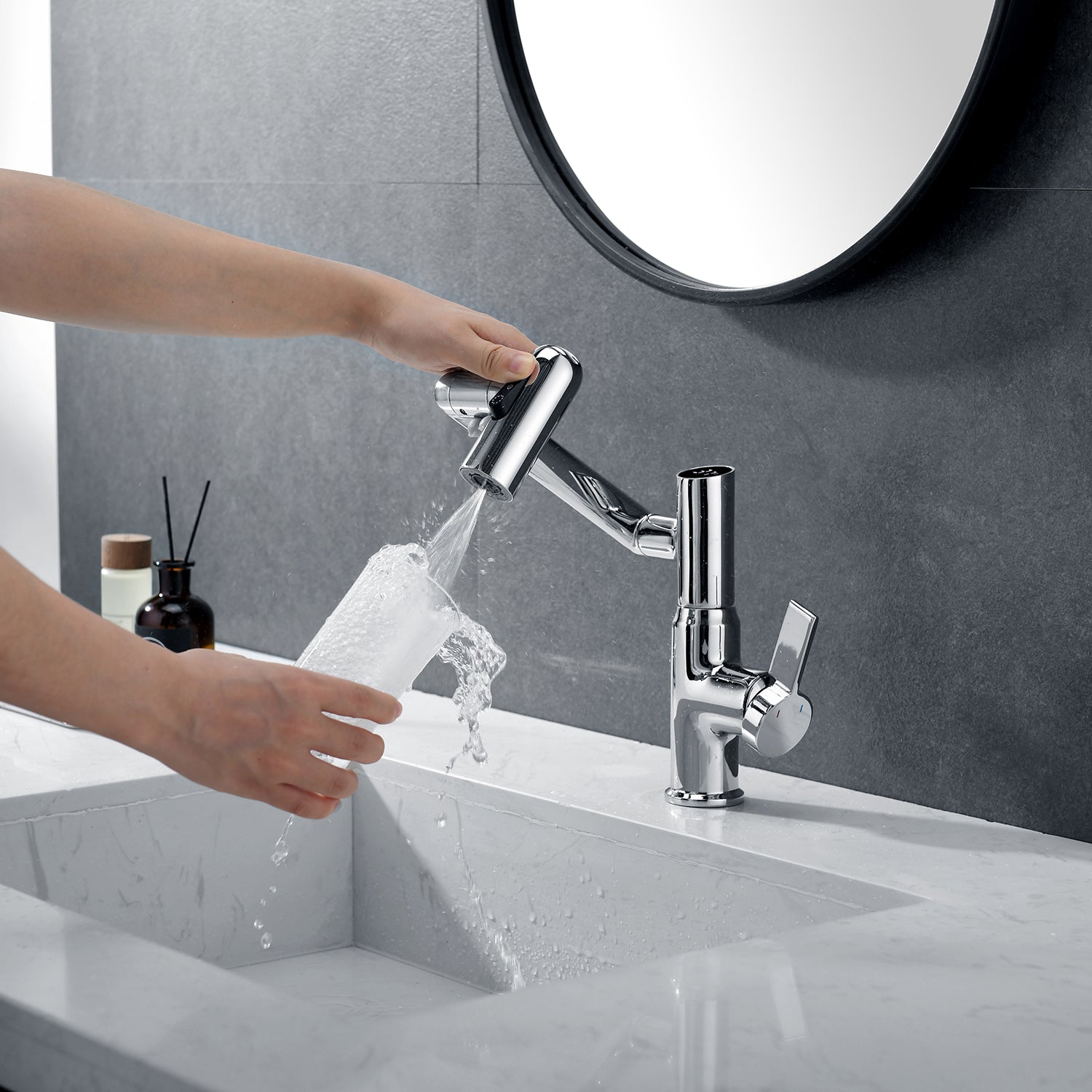Bathroom Taps Temperature Display Single-Hole Rotatable Sink Tap ...