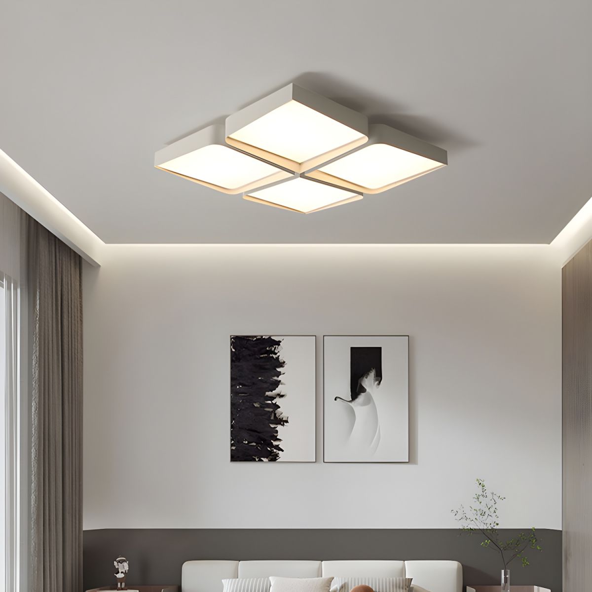 Goldenwarm Flush Mount Metal Ceiling Light Minimalist Square Iron ...