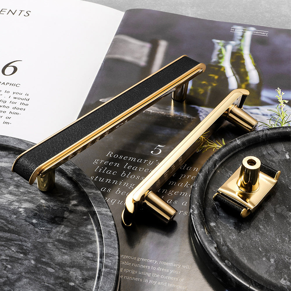Goldenwarmuk Cabinet Pulls Leather Cabinet Handles Brass