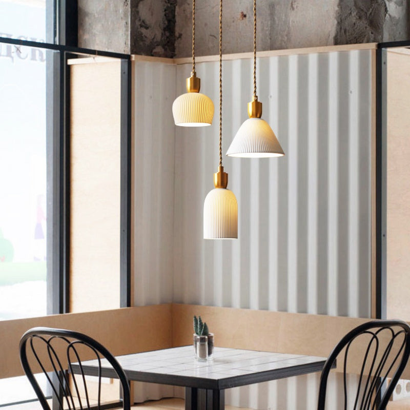 Goldenwarm Pendant Light Vintage Pleated Ceramic Cute Ceiling Pendant Light