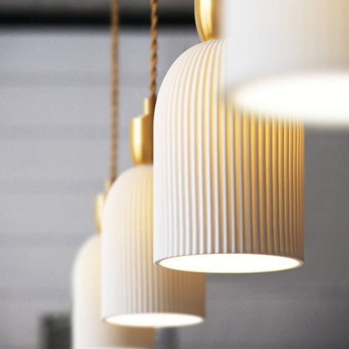 Goldenwarm Pendant Light Vintage Pleated Ceramic Cute Ceiling Pendant Light